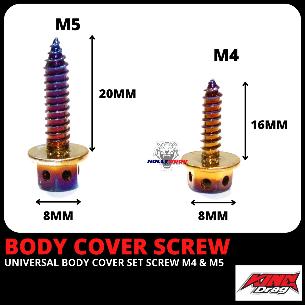 SKRU BODY COVER SET SCREW TITANIUM GOLD CHROME YAMAHA LC135 Y15 NMAX ...