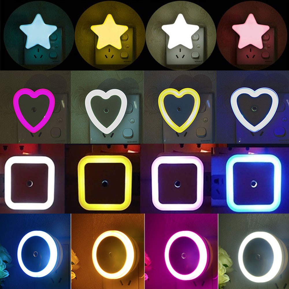 LED Night Light Mini Cute Wall Plug-in Auto Sensor Bedside Lamp For ...