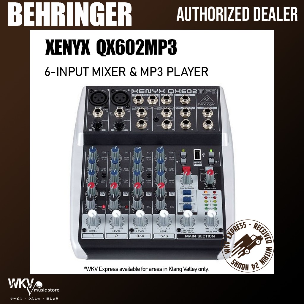 Behringer Xenyx QX602MP3 Analog Mixer 6Channel with USB MP3 Playback ...