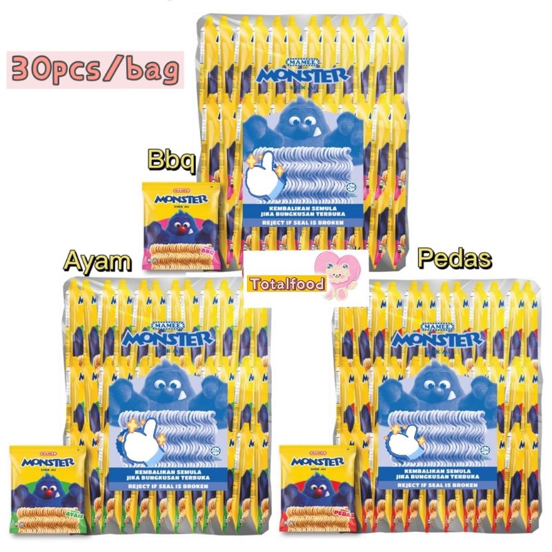 30pcs x 25g Mamee Monster Snek Mi [BBQ / Ayam / Pedas] | Shopee Malaysia