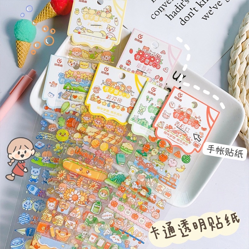 READY STOCK少女卡通PET可爱造型长条贴纸INS Style Long Strip Sticker Girl Diary ...