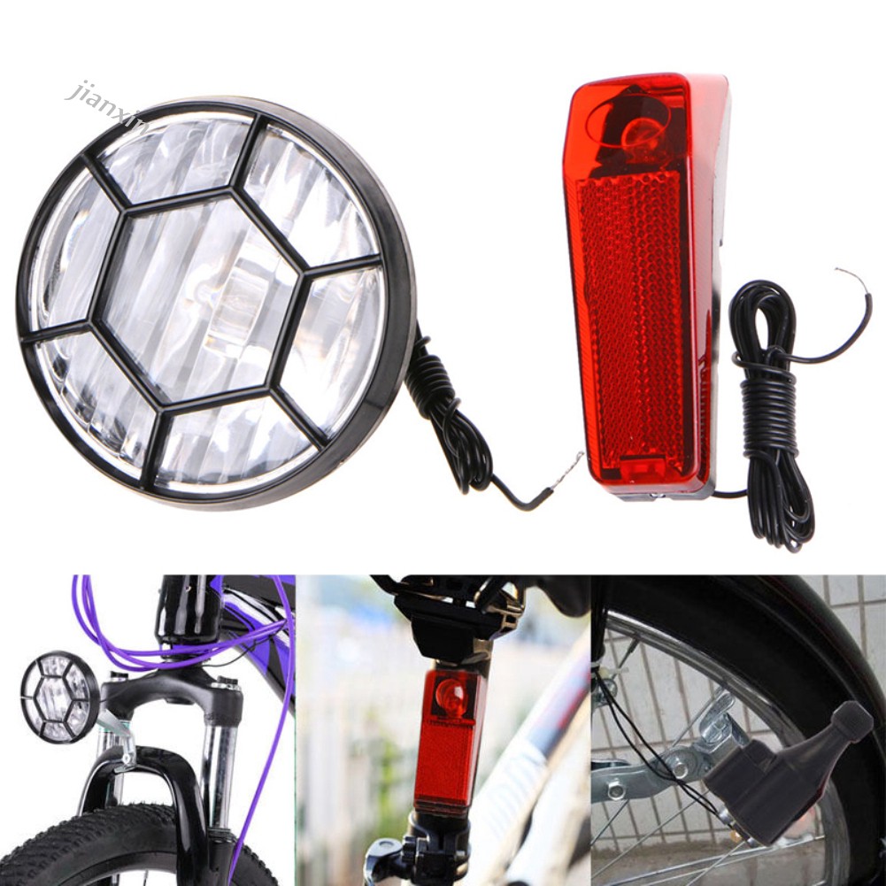 JX-Motorized Bike Bicycle Friction Generator Dynamo LED Head Tail Light ...