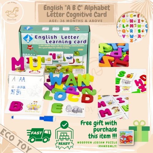 Early Learning Flash Card 3 in 1 Montessori English Alphabets Kids ...