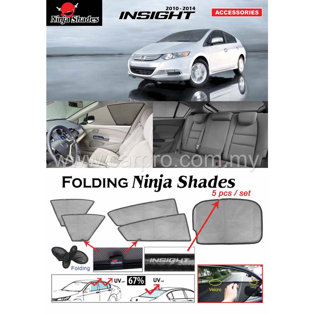 Honda Insight 2010 - 2014 Magnetic Ninja Shades Sunshade (5pcs) Ninja ...