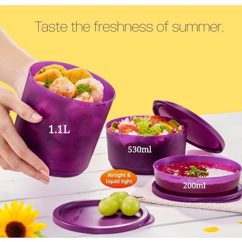 Tupperware Summer Fresh Round Airtight Container 530ml or 1.1L | Shopee ...