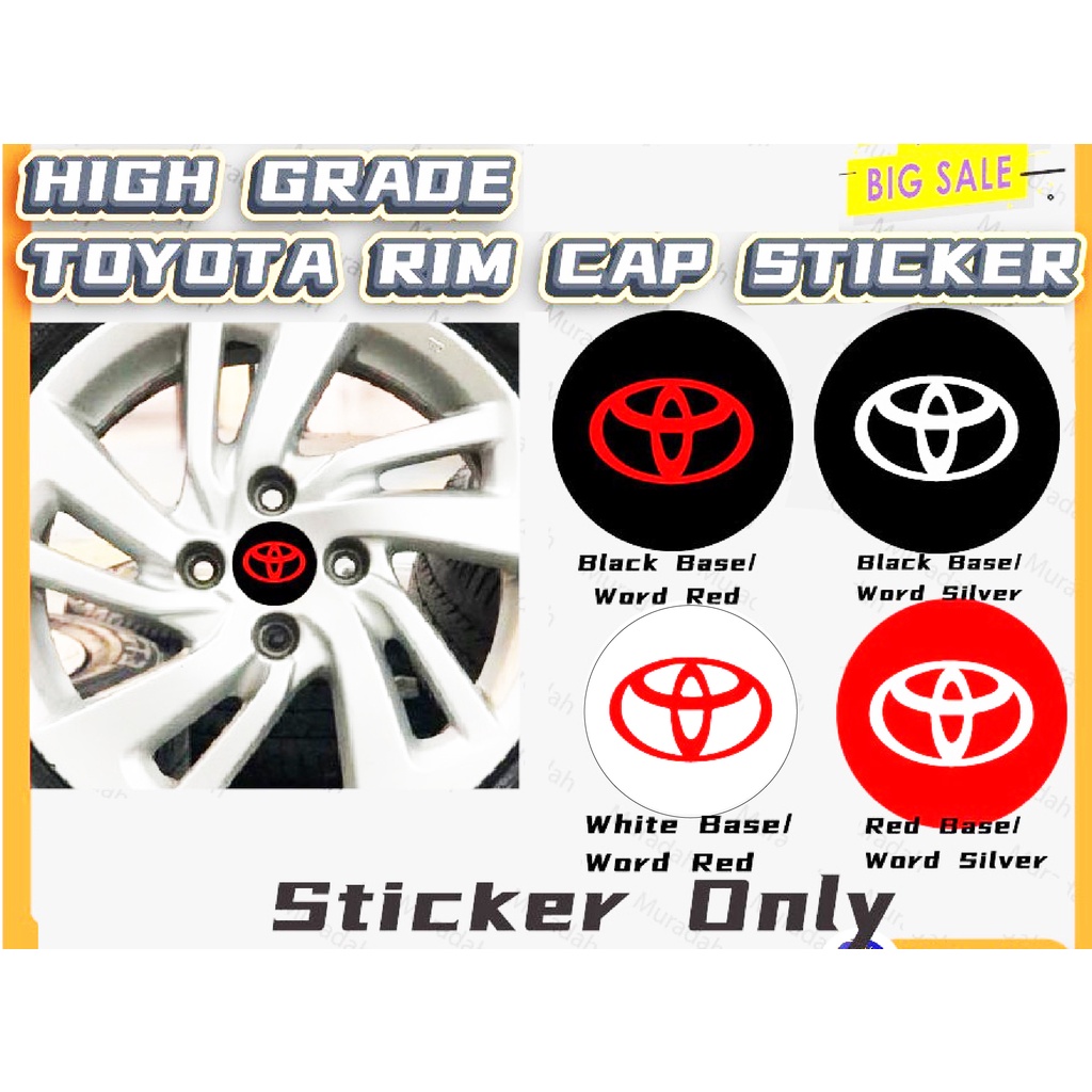 4pcs Toyota Rim Cap Sticker Vios Corolla Altis Alphard Vellfire Yaris ...