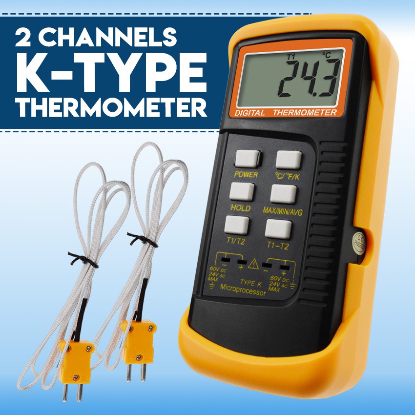 Digital 2 Channels K-Type Thermometer 2 Thermocouples -50~1300°C (-58 ...