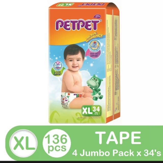 PROMOSI!!! PETPET Jumbo Pack XL34 (3+1pack) | Shopee Malaysia