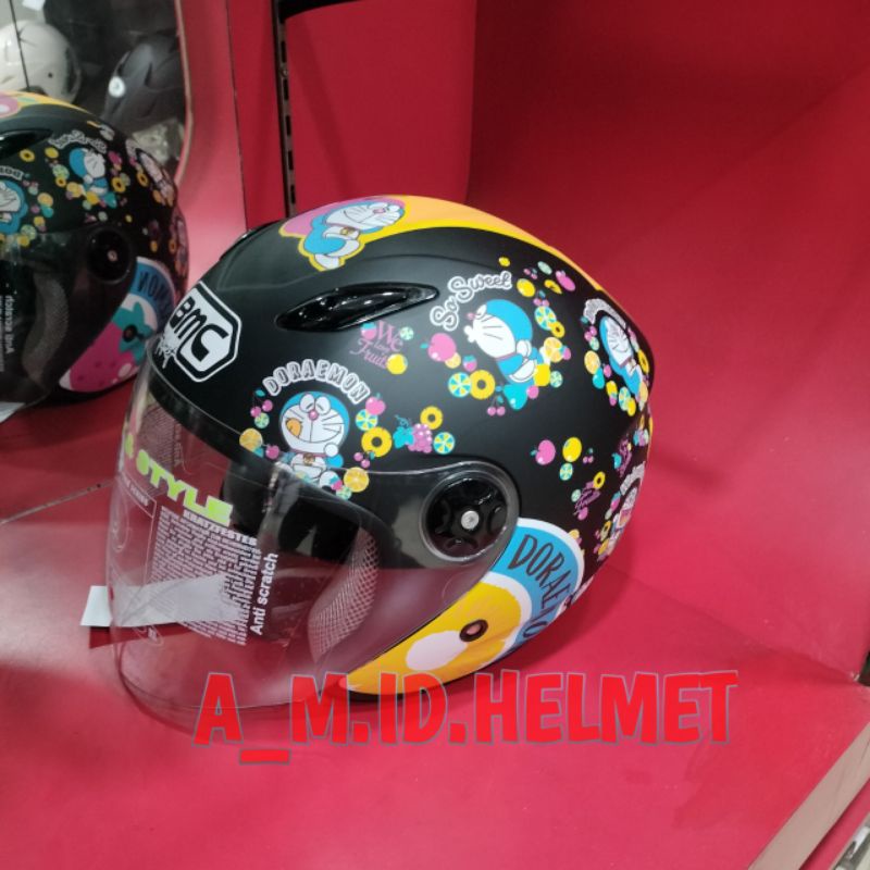 Bmc MILAN DORAEMON FRUITY BLACK DOFF HALF FACE Helmet | Shopee Malaysia