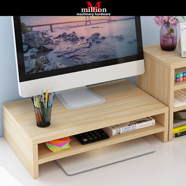 (2-Tier) Wooden Monitor Stand Monitor Riser Computer Table Top Eye ...