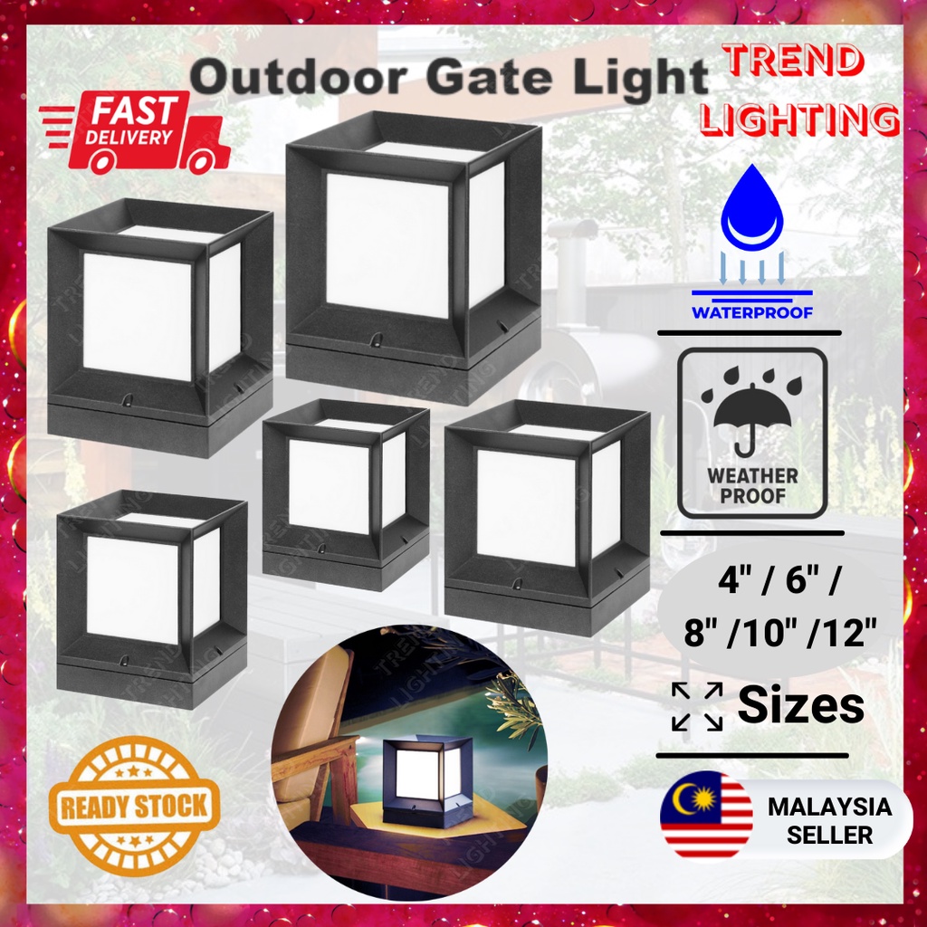 Gate light Modern Cubic Outdoor Gate Weatherproof E27 Holder Lamp ...