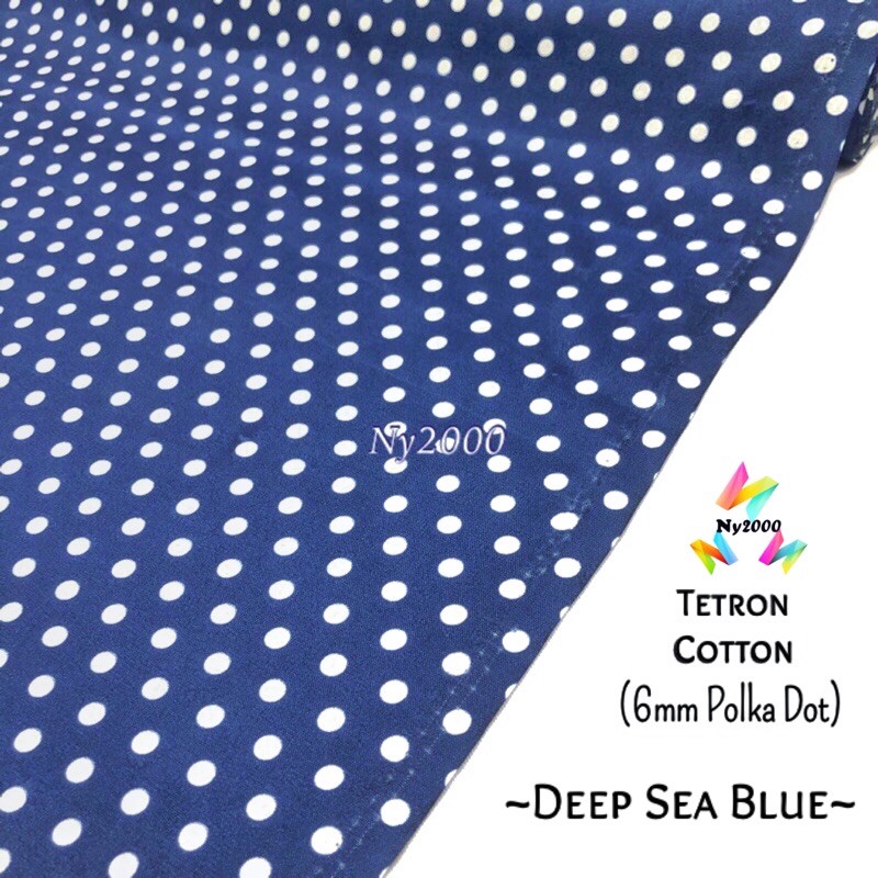 Kain Tetron Cotton TC (Polyester) Corak 6mm Polkadot (Bidang 48 inci ...