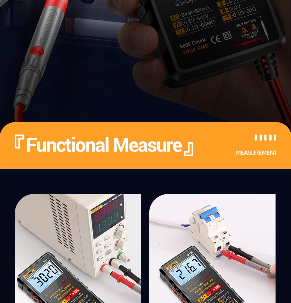 ANENG M119 Mini Portable Multímetro Tester 6000 Counts Mmultimetro ...