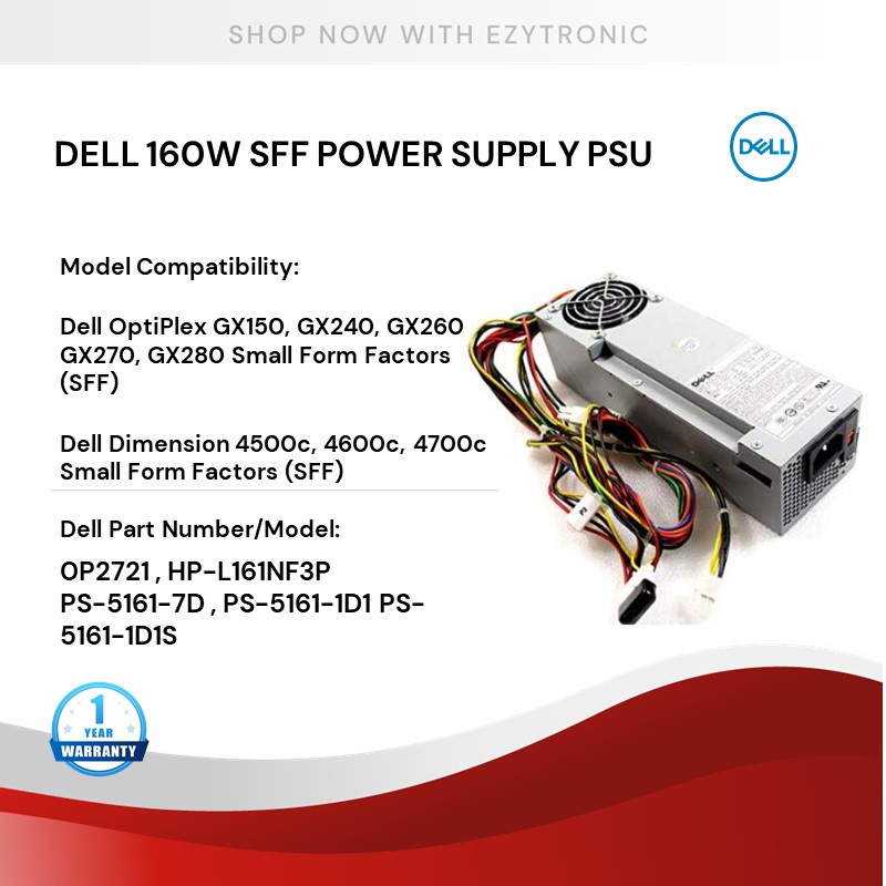 DELL OPTIPLEX GX260 / GX270 / DIMENSION 2400C 4500C / 4600C SFF 160W ...