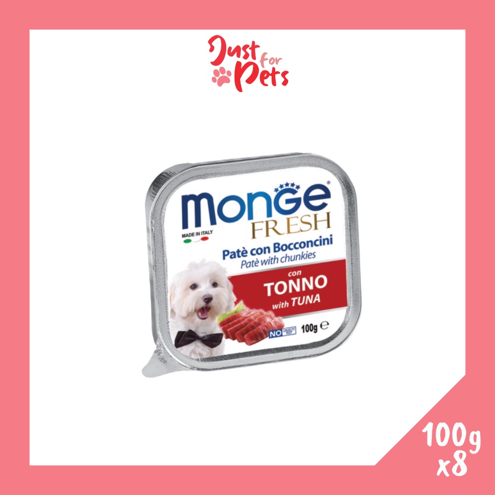 Monge Fresh 100g x8 Wet Dog Food (Codfish Tuna Beef Chicken Duck Lamb ...