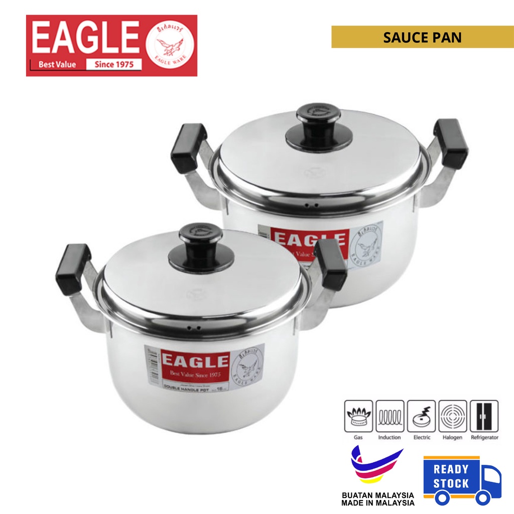 GDH | EAGLE Brand Stainless Steel Double Handle Pot | Shopee Malaysia