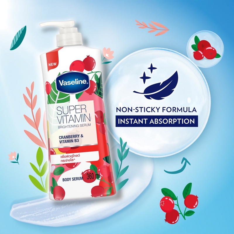 Vaseline Superfood Fresh Lock Body Lotion 320ml Cranberry Peach Healthy Bright UV Protect ...