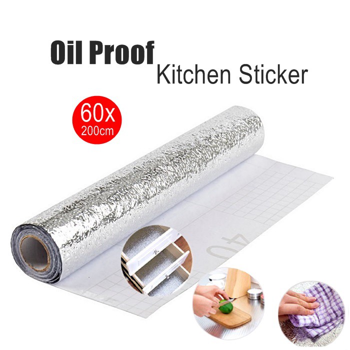 60x200cm Oil Proof Waterproof Self Adhesive Wallpaper Kitchen Aluminum ...