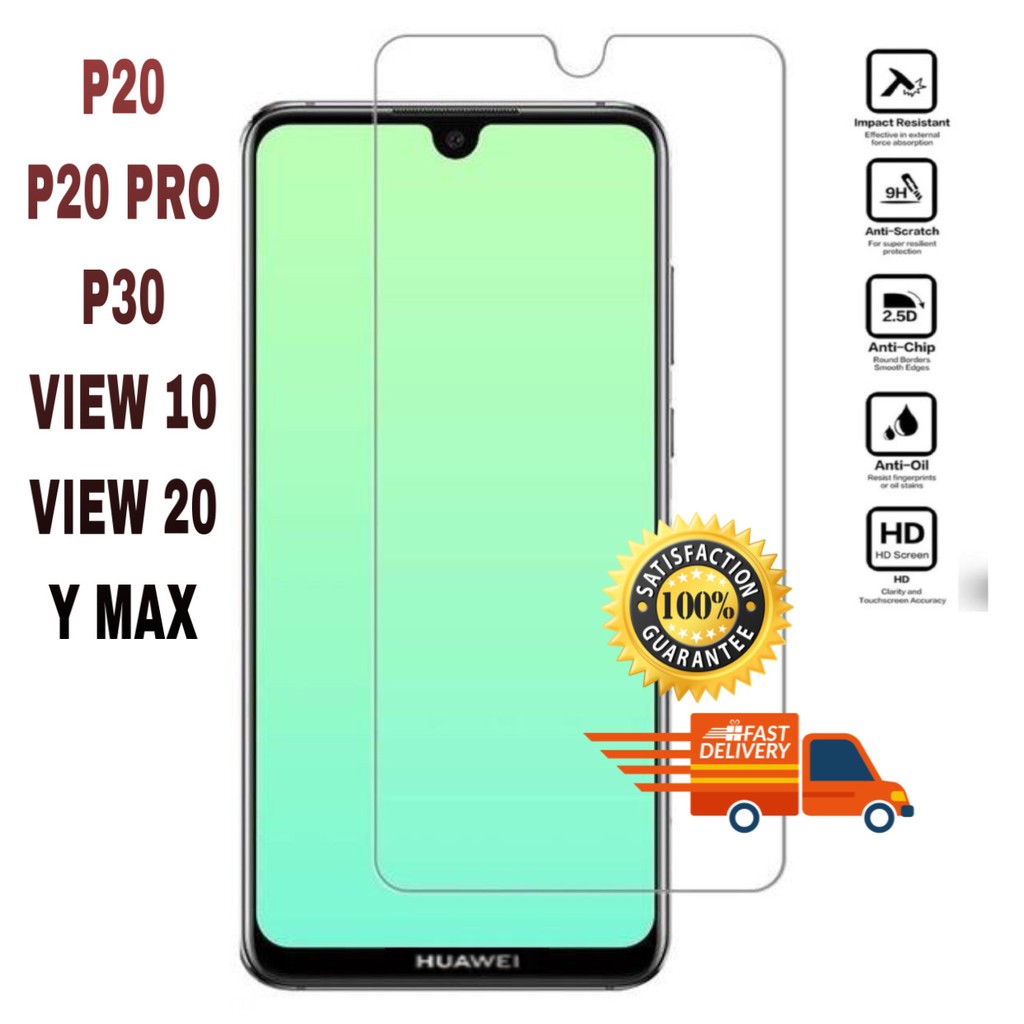 HUAWEI P20 P20 PRO P30 VIEW 10 VIEW 20 Y MAX Screen Protector Tempered glass For HUAWEI | Shopee ...