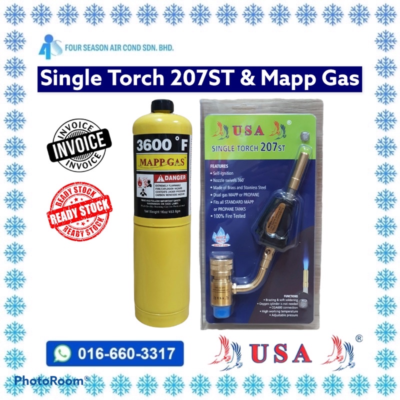 [ 100% Original ] USA Single Torch 207ST with Lighter + MAPP GAS / Map ...