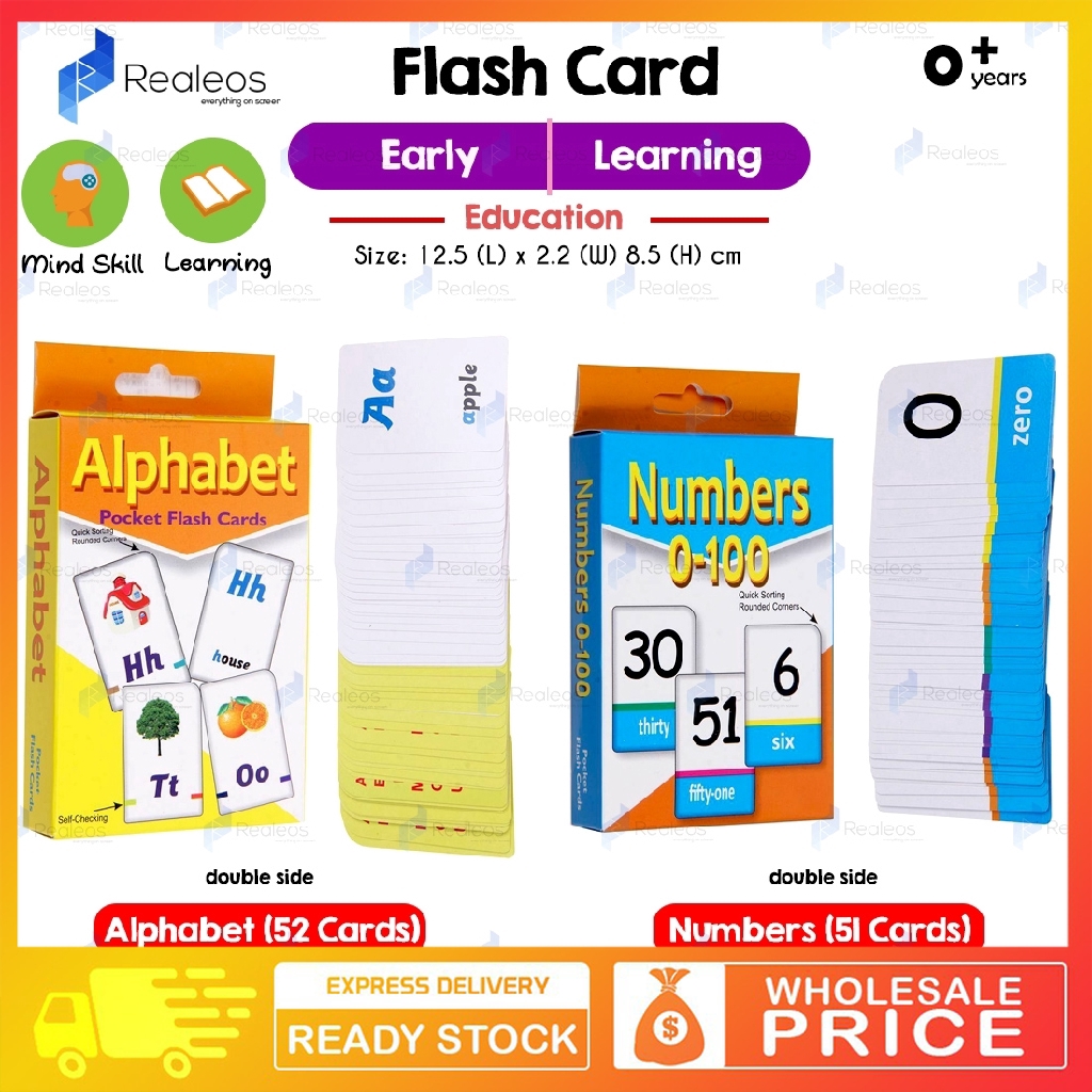 Numbers Alphabet Pocket English Flash Cards Card - RA62 READY STOCK ...