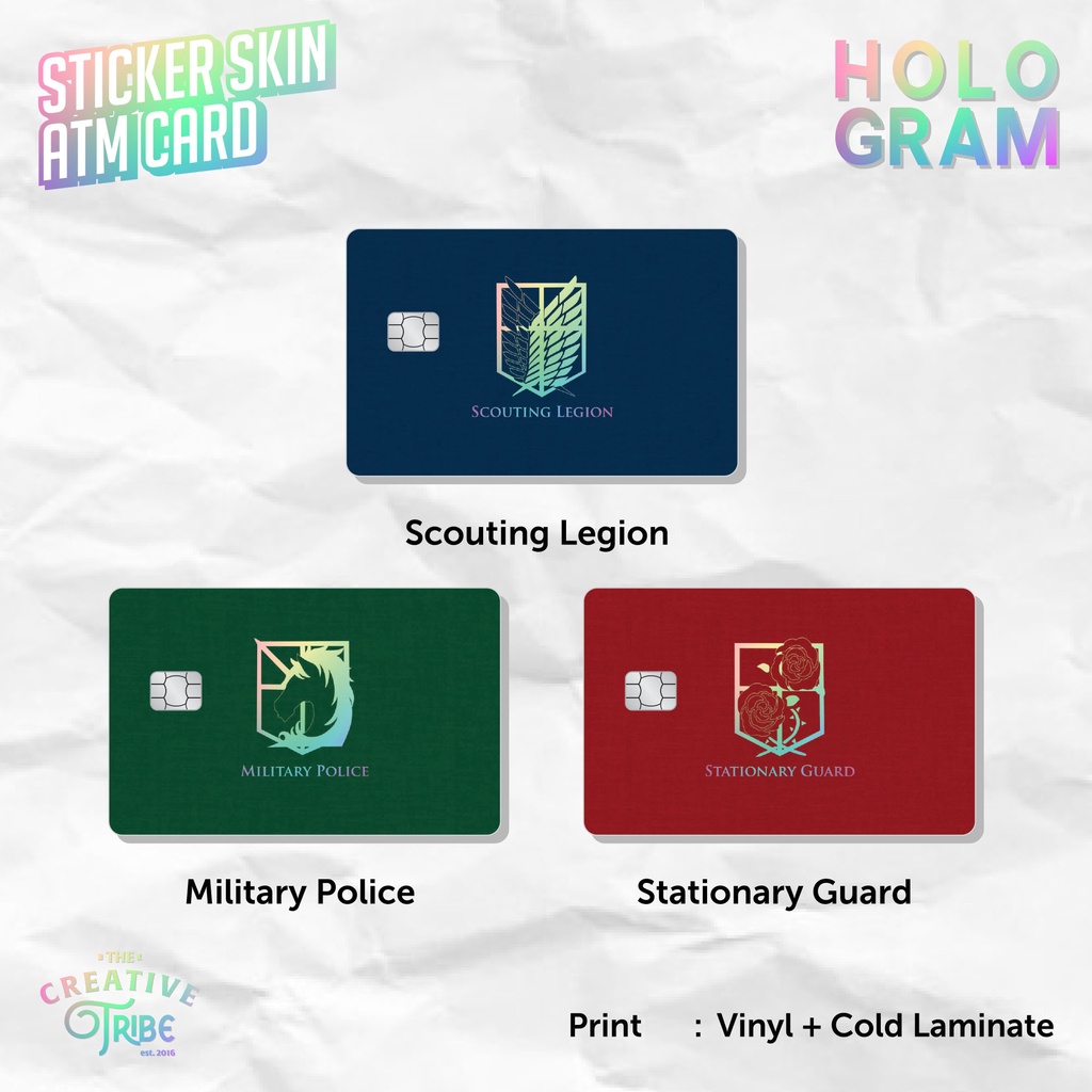 Attack on Titan HOLOGRAM Skin Card Sticker - Vinyl ATM Debit Credit Emoney Flazz SNK Sticker ...