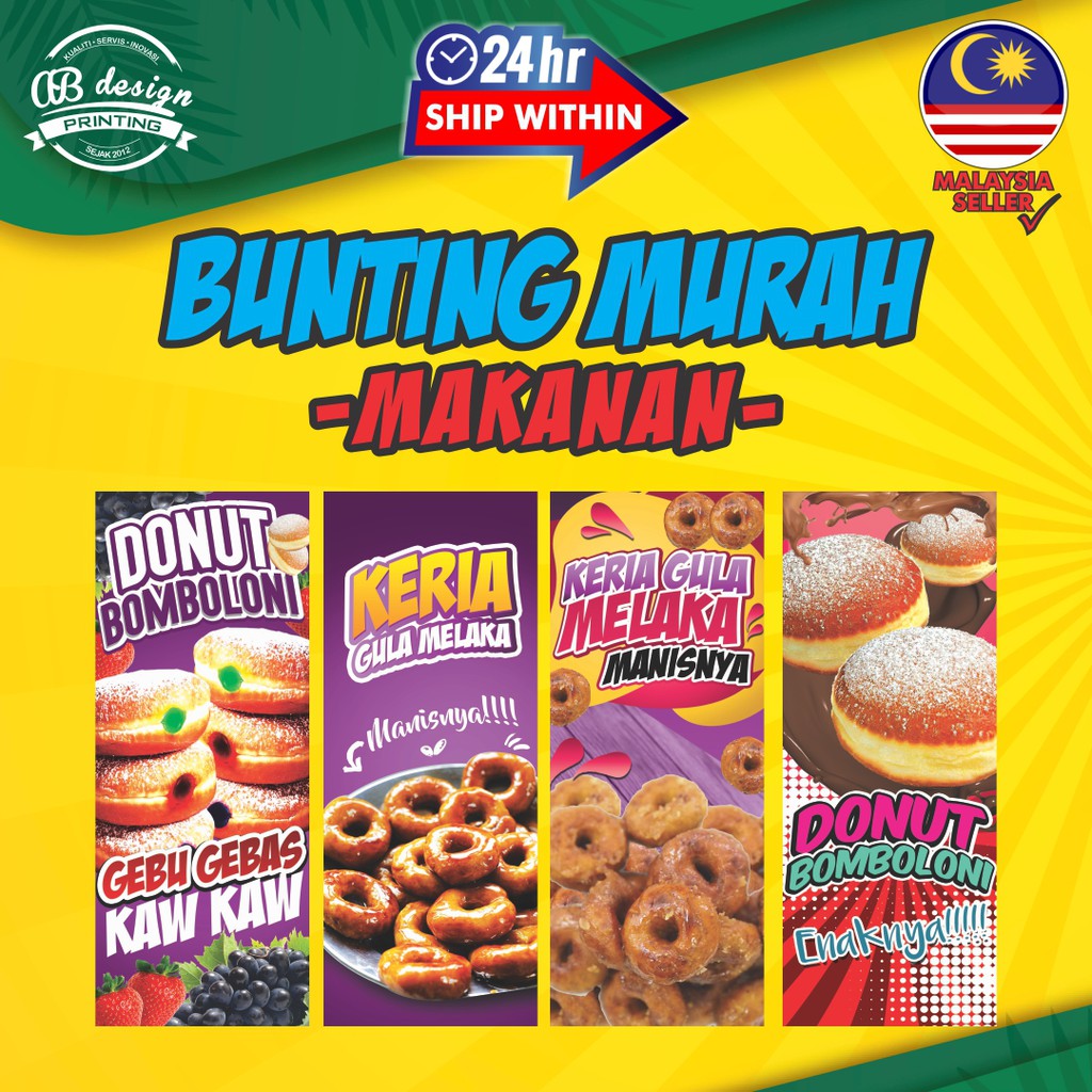 Bunting/Streamer Makanan 2x5 ft Murah dan berkualiti Ready Design ...