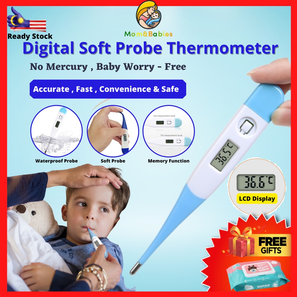 🇲🇾momnbabies Soft Head Digital Electronic Lcd Thermometer Baby Kids ...