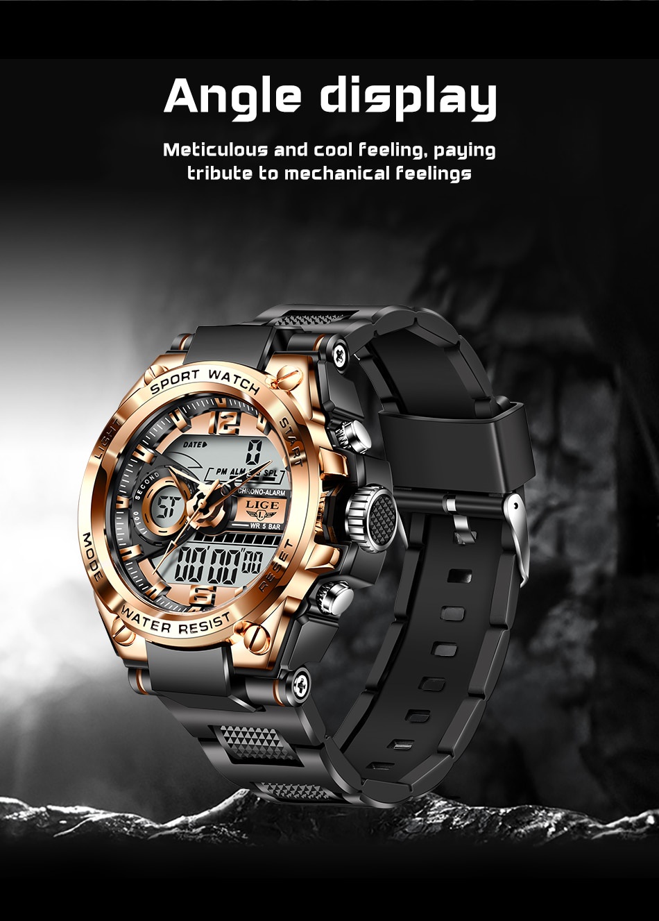 LIGE fashion jam tangan lelaki multi function waterproof luminous men ...
