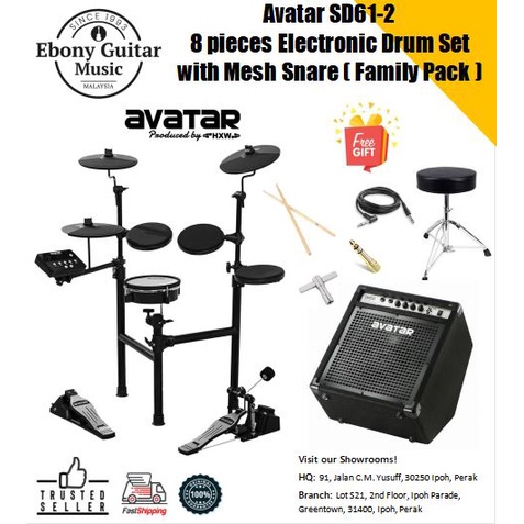 Avatar Foldable 8 piece Electronic Digital Drum Kit Set with DM50 50 ...