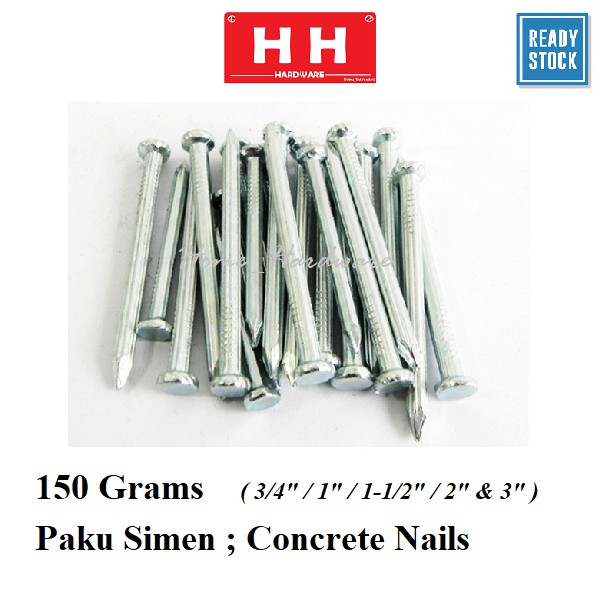 ( 130 Gram ) Concrete Nails ; Paku Simen / Konkrit ( 3/4" / 1" / 1-1/2 ...