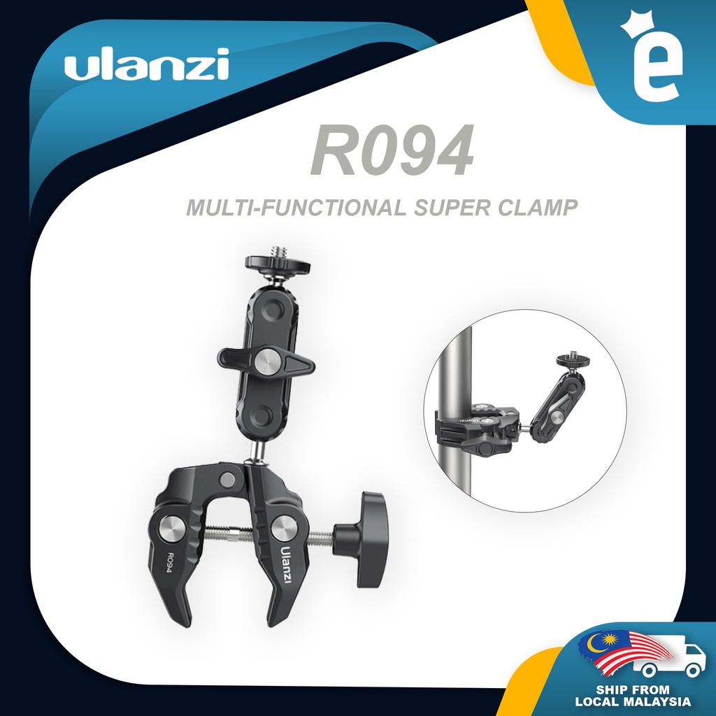 Ulanzi R094 Metal Super Clamp with Double Ball Head Magic Arm 1/4 ...