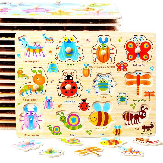 Kids Learning Wooden Puzzle Board Montessori Wooden Jigsaw Puzzle ...