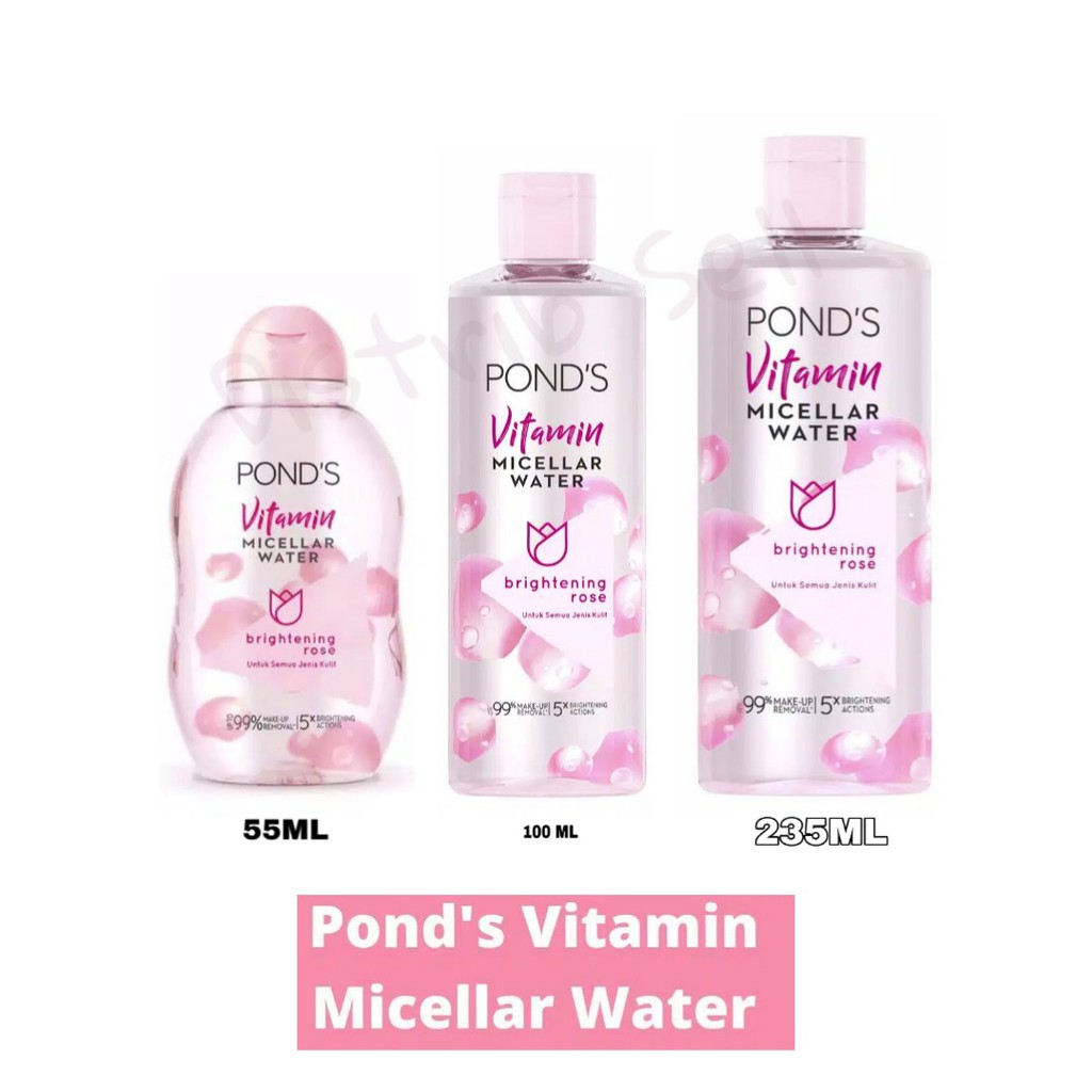 Pond's Micellar Water Brightening Rose + Vitamin 55 ml, 100ml, 235 ml ...