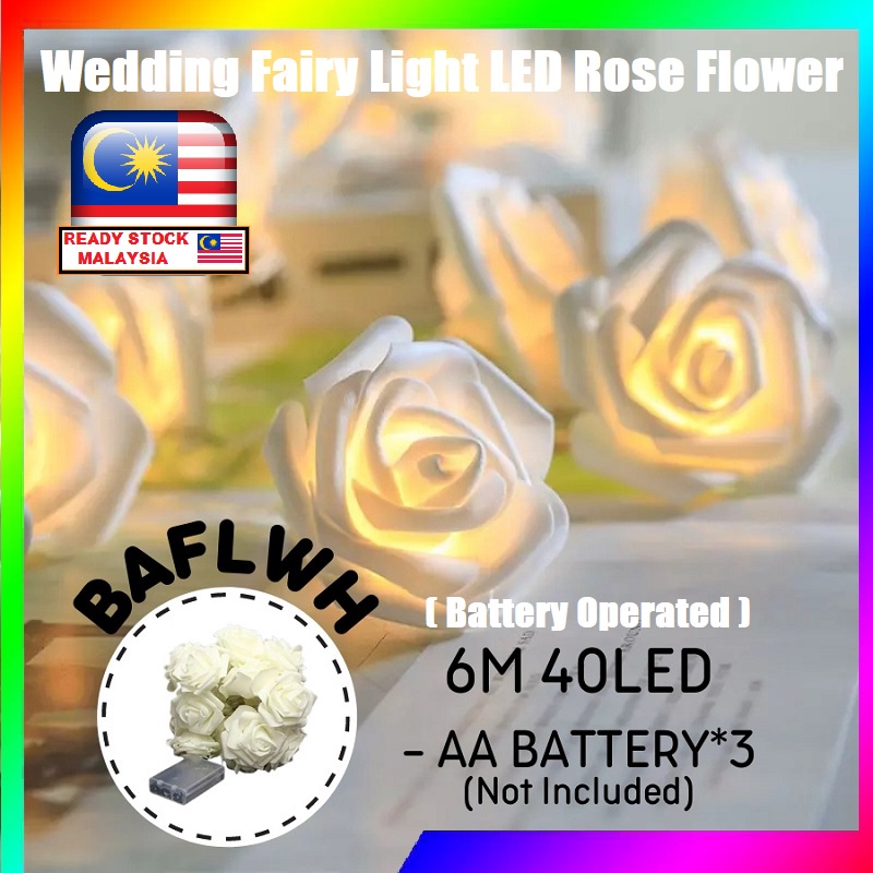 Wedding Fairy Light String LED Rose Flower Bunga Lampu Raya Pelita ...
