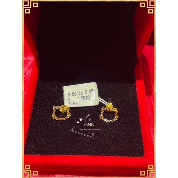 Emas 916 Tulen Subang S15 Design Hello Kitty 916 Emas Gold Earring ...