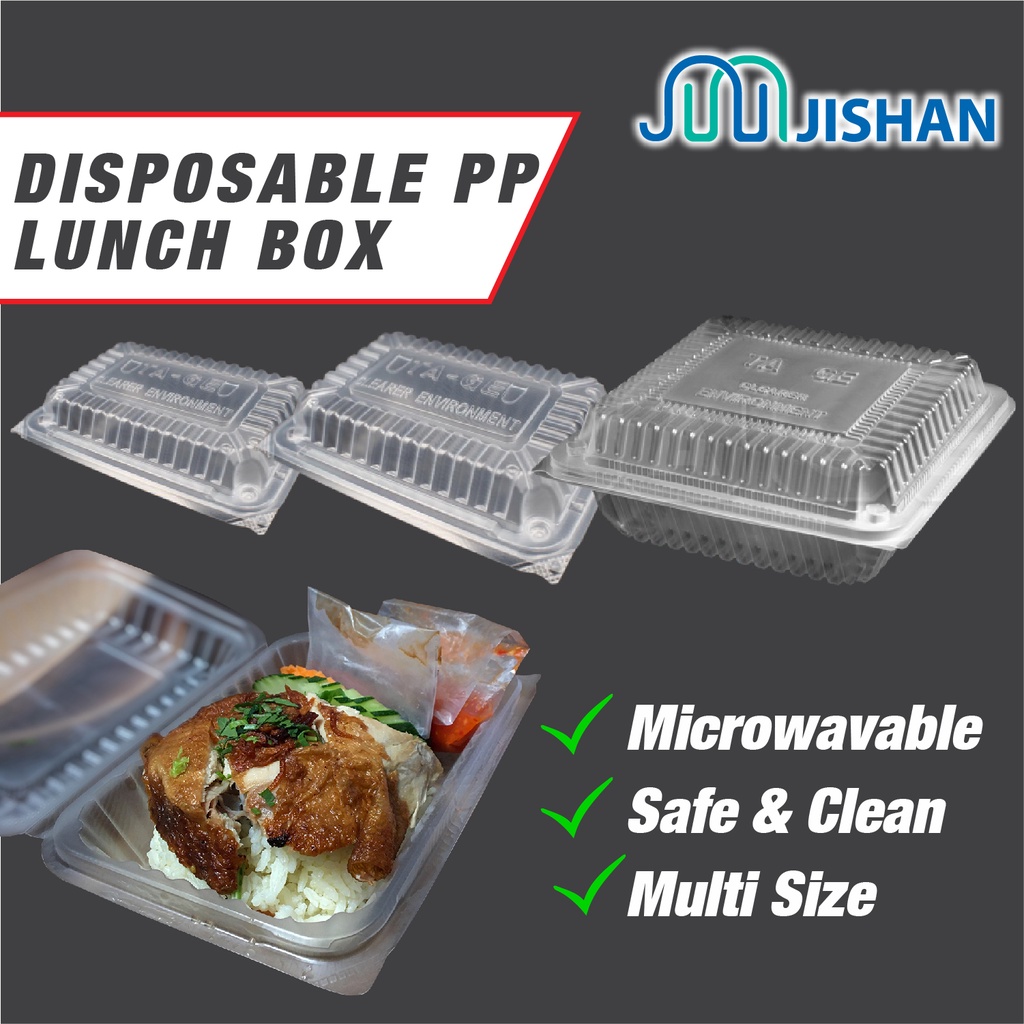 [100pcs] TAGE Microwavable PP Lunch Box / Disposable Plastic Tapau Food ...