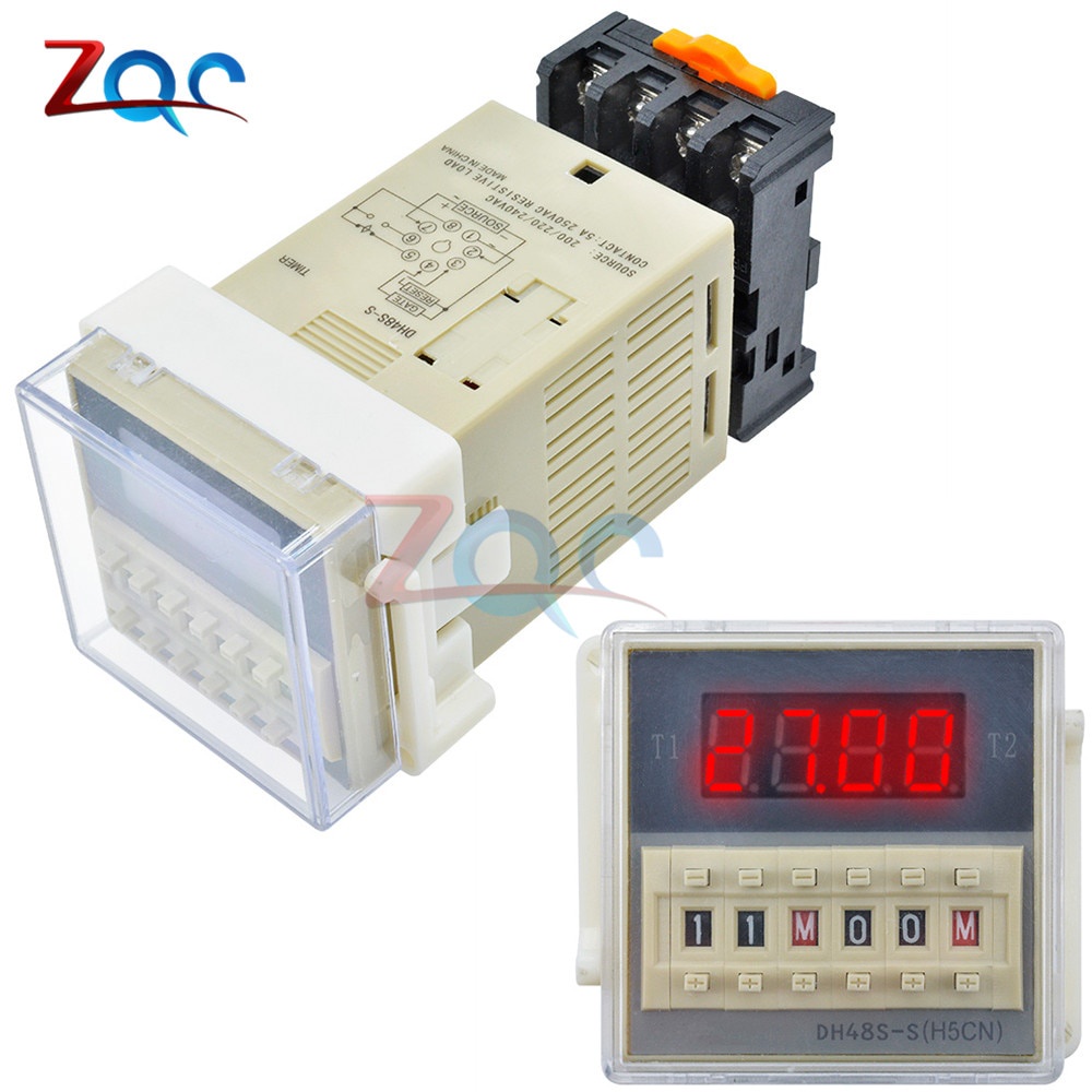 DH48S-S Programmable Double Time Delay Relay Socket cycle Timer Base Voltage DC 12V / DC 24V ...