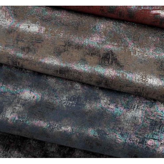 METALLIC SUEDE Soft Cow Leather with oleographic effect abstract ...