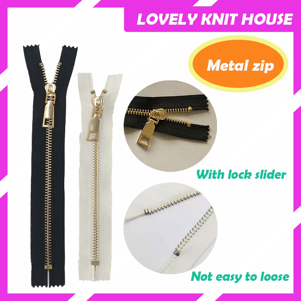 Metal Zip 20cm 25cm 30cm Color Black Beige /White 1 Pcs | Shopee Malaysia
