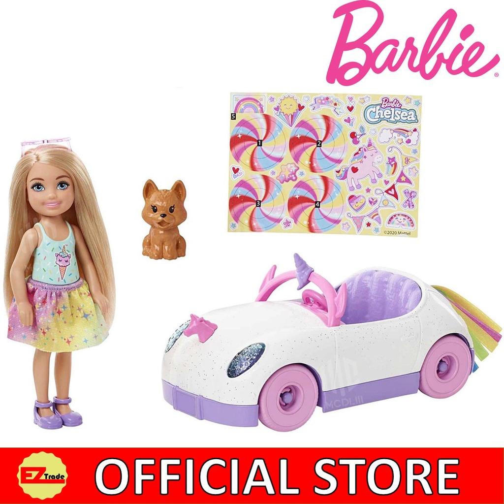 Barbie Club Chelsea Doll with Open-Top Rainbow Unicorn-Themed GXT41 ...