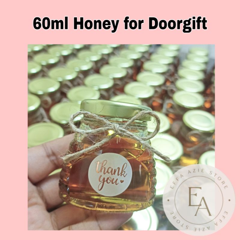 60ml Honey Doorgift with ThankYou Sticker & Jute Ribbon min 100pcs ...