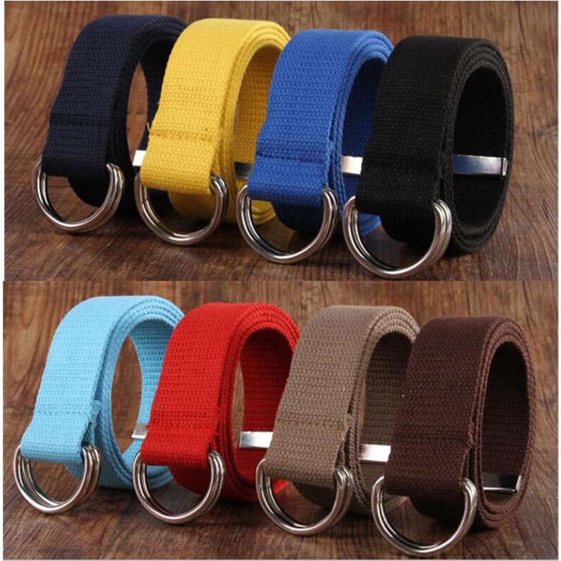 Fashion Men / Women Belt D Shaped Double Ring Buckle Simple Solid ...