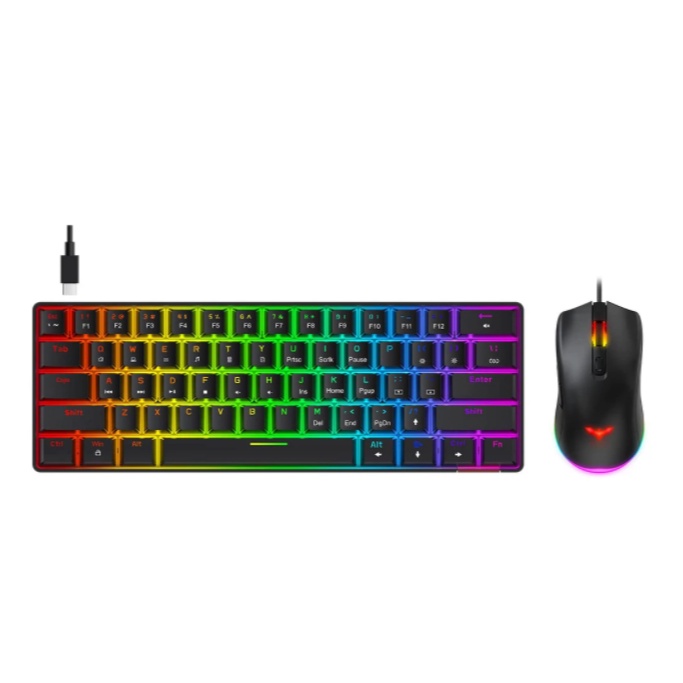 HAVIT KB611CM 60% Mechanical Keyboard & Programmable RGB Mouse Combo ...