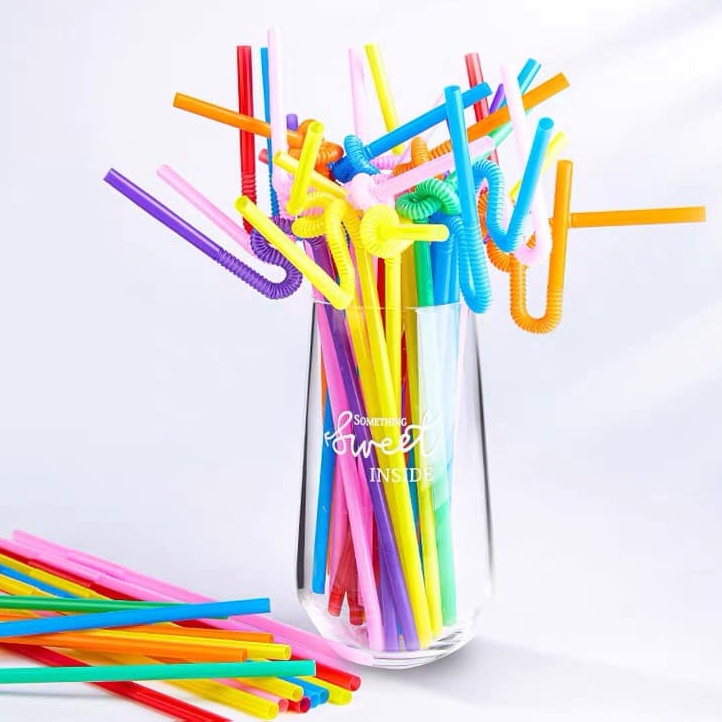 Flexible Art Straw Disposable Black Drinking Straws Party Beverage ...