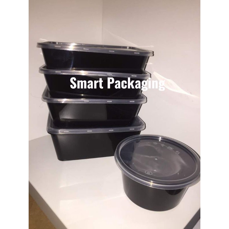 Black Rectangle & Round Container (Microwaveable) | Shopee Malaysia