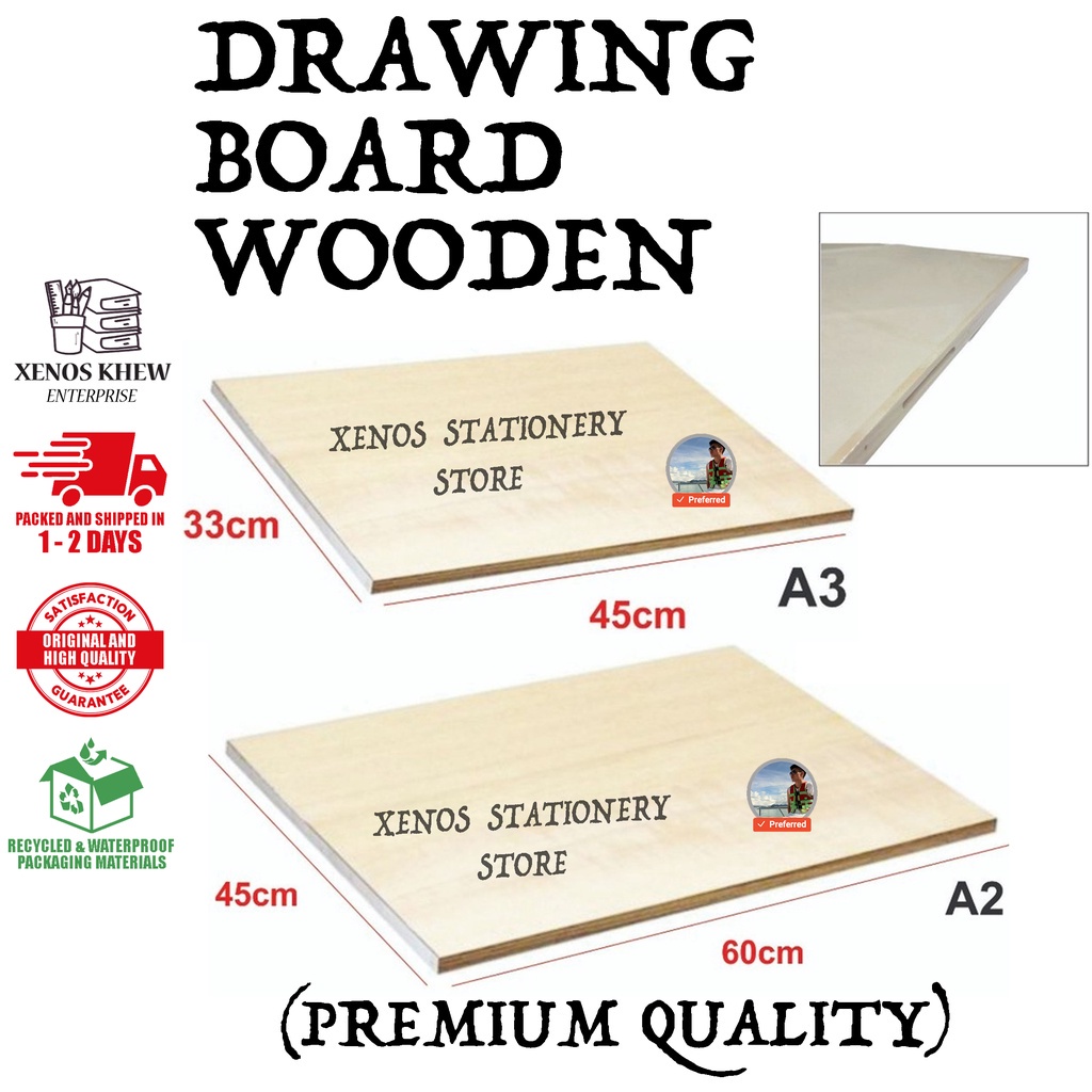 SOLID WOODEN A3 DRAWING BOARD A3 WITH T SQUARE SLOT HOLE | A2 DRAWING ...
