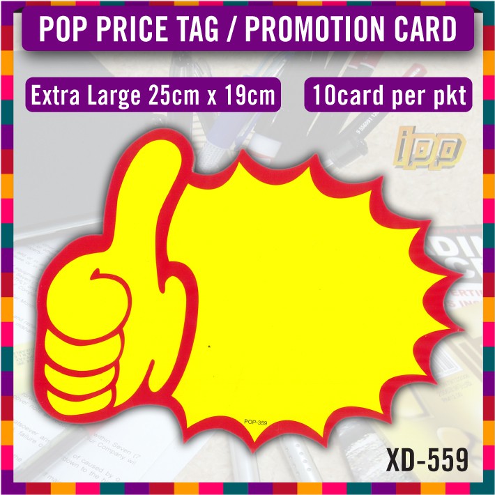 POP Price Tag Promotion Cards / Thumbs Up Pop Price Tags / Jualan Tag ...