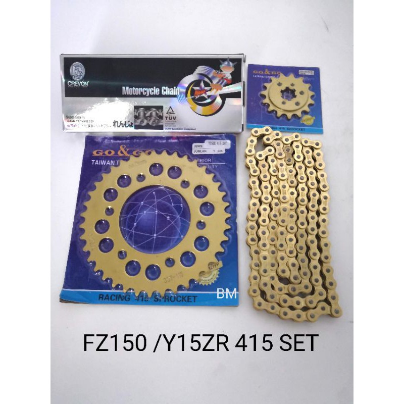 SPOKET SET 415 (GOLD CHAIN +SPOKET ) FZ150I /Y15ZR RANDOM BRAND | Shopee Malaysia