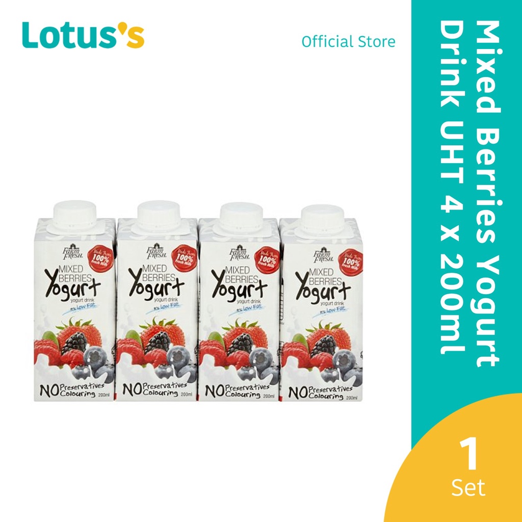 Farm Fresh Mixed Berries Yogurt Drink UHT 4 x 200ml | Shopee Malaysia